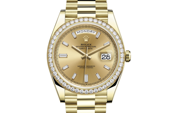 Replica Rolex Day-Date 40 Oyster 40 mm yellow gold and diamonds ...