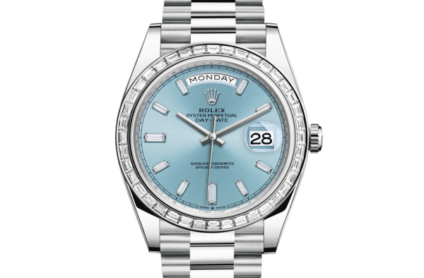 Replica Rolex Day-Date 40 Oyster 40 mm platinum and diamonds 228396TBR ...